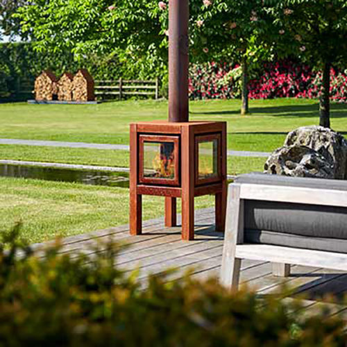 RB73 - Quaruba L - Weathered Premium Outdoor Chiminea and Wood Stove ...