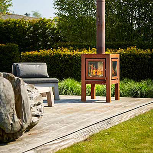 RB73 - Quaruba L - Weathered Premium Outdoor Chiminea and Wood Stove ...