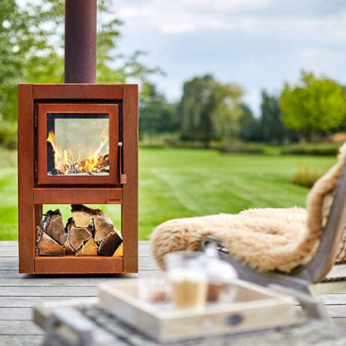 RB73 - Quaruba L Mobile - Weathered Premium Outdoor Chiminea and Wood ...