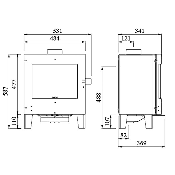 Morsø 4412 Legs 110mm Multifuel Stove - Firehouse
